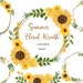 Watercolor Floral Wreath Sunflowers Wreath Watercolor Sunflowers Frame ...