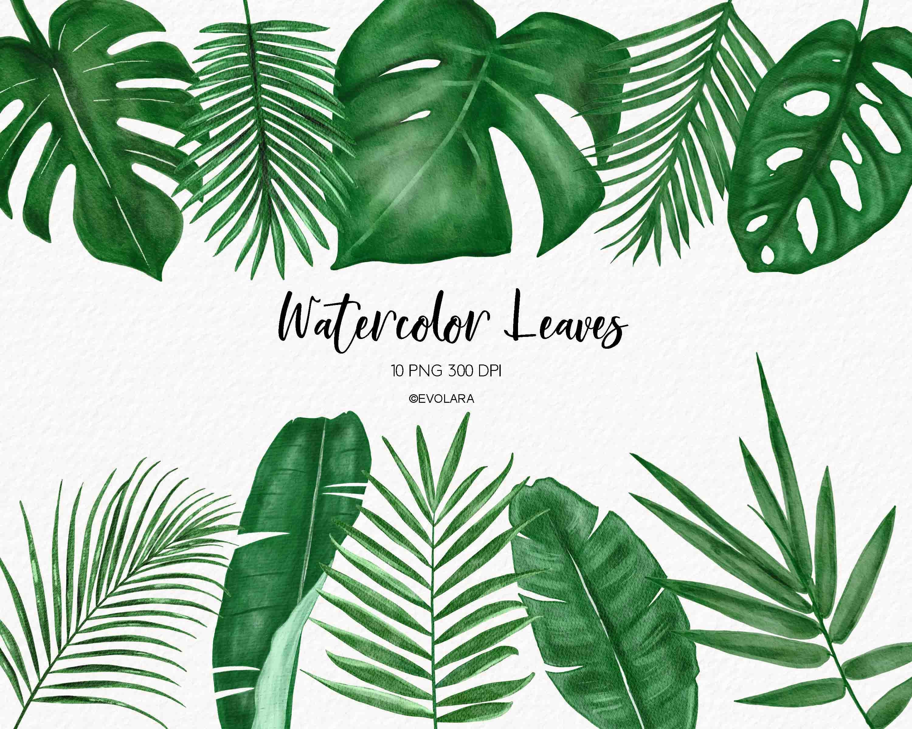 Watercolor Leaves Clipart, Watercolor Tropical Leaves Watercolor ...