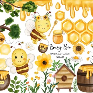 Watercolor Bee Clipart Watercolor Honey Clipart Honey Bee - Etsy