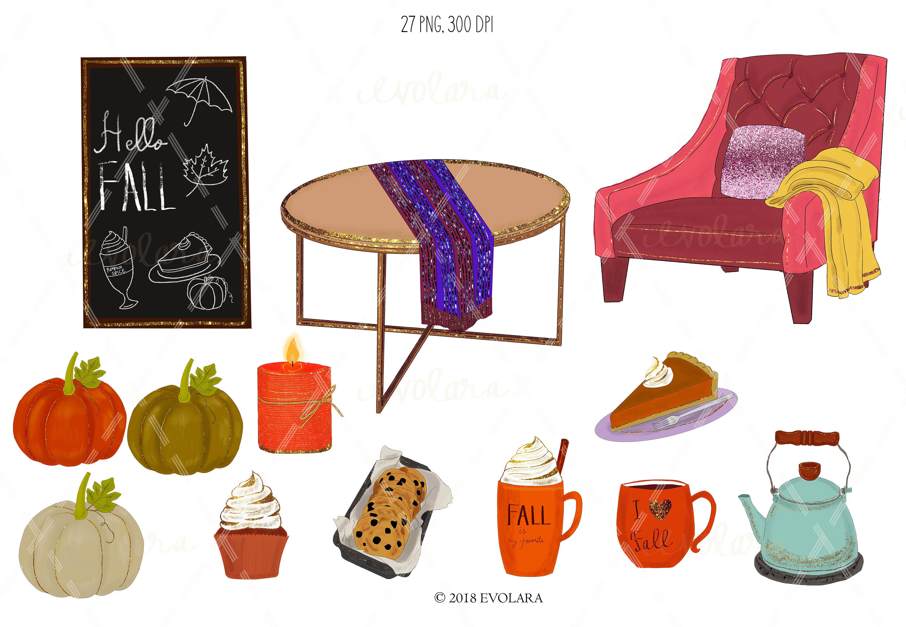 Fall Clipart Autumn Clipart Thanksgiving Clipart Pumpkin Pie Clipart ...