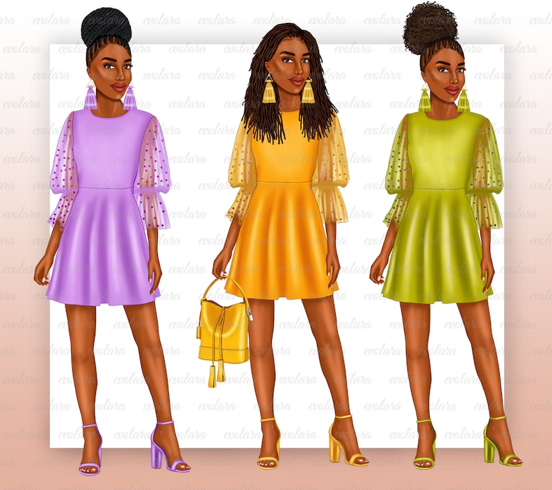 Fashion Girl Clipart Girl Boss Clipart African American Clipart Summer ...