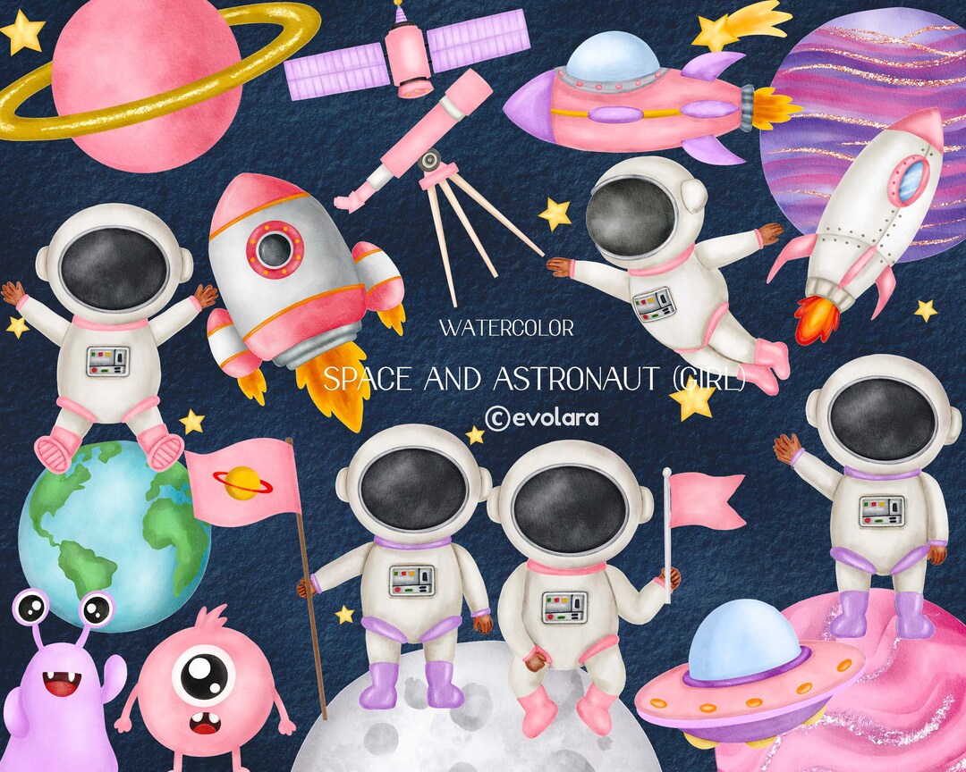 Watercolor Space Clipart, Watercolor Astronaut, Space Clipart, Nursery ...