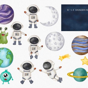 Watercolor Space Clipart, Watercolor Astronaut, Space Clipart, Nursery ...