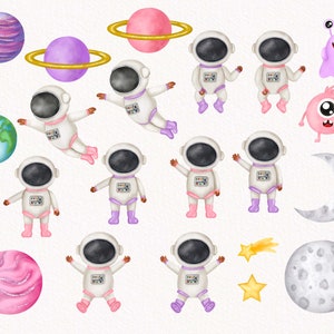 Watercolor Space Clipart, Watercolor Astronaut, Space Clipart, Nursery ...