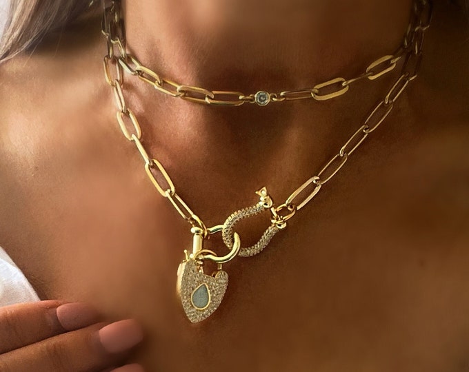 Spiked Punch//gold Filled Spiked Chain Link Necklace//adjustable Length ...