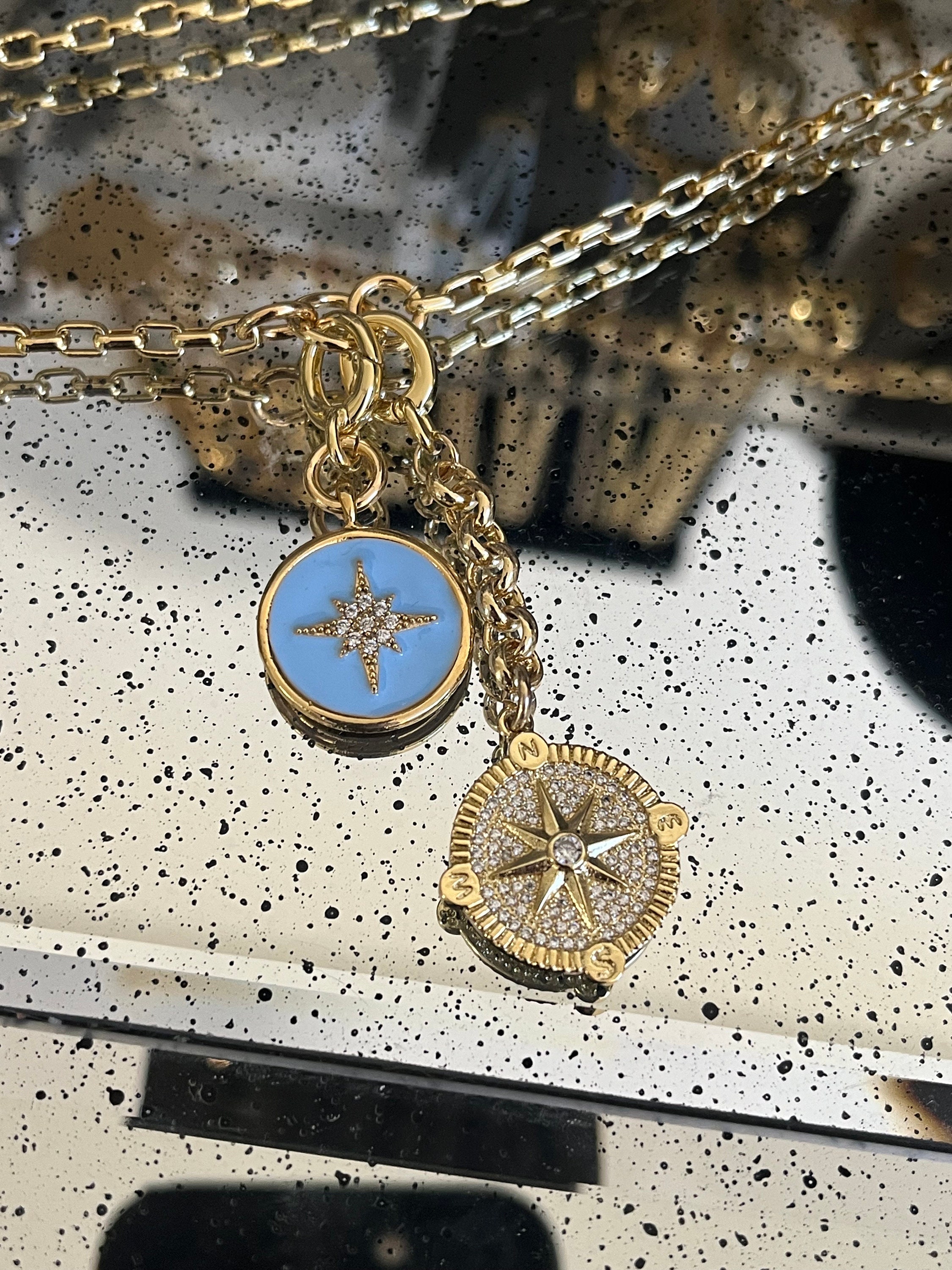 Gold North Star Compass Necklace, Travel Charm Pendant,celestial ...