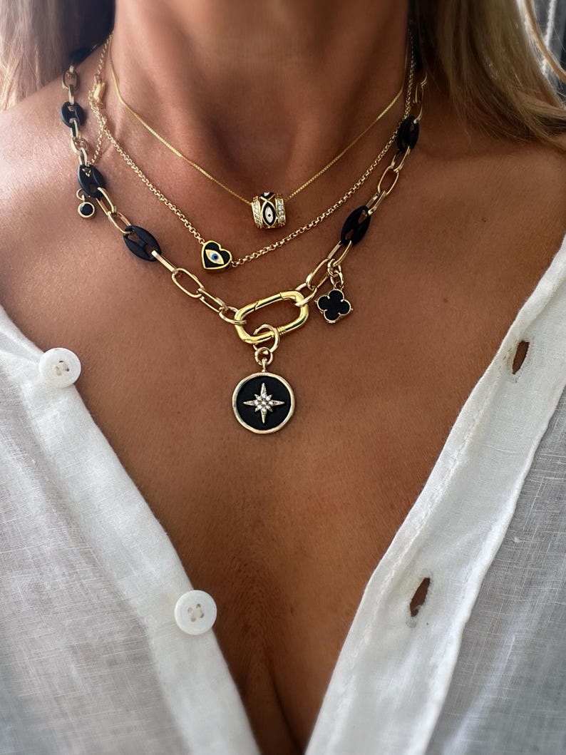 Evil Eye Protection,heart Love Charm and North Star Medallion, Gold ...