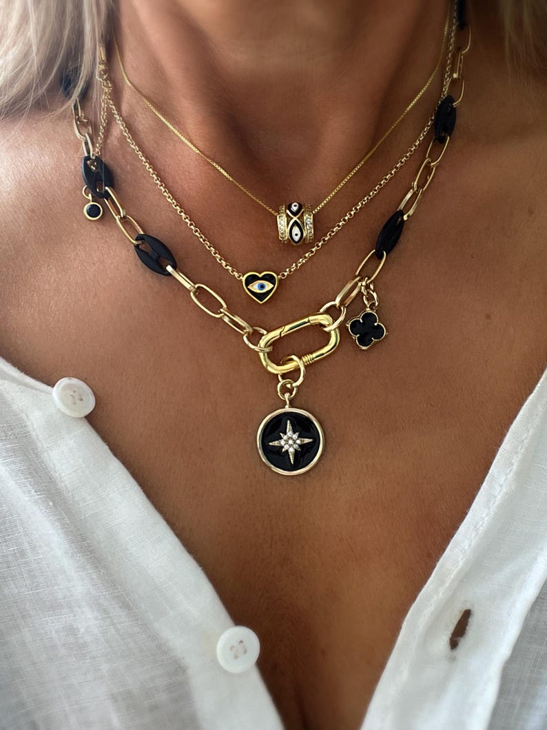 Evil Eye Protection,heart Love Charm and North Star Medallion, Gold ...