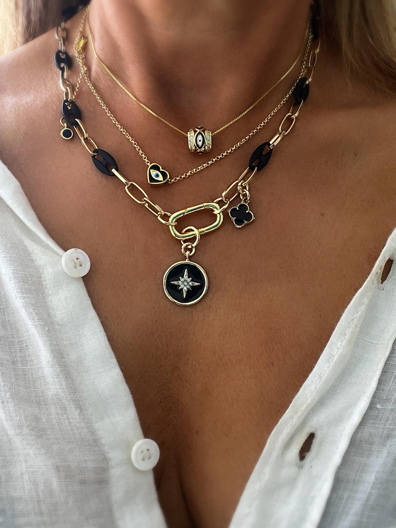 Evil Eye Protection,heart Love Charm and North Star Medallion, Gold ...