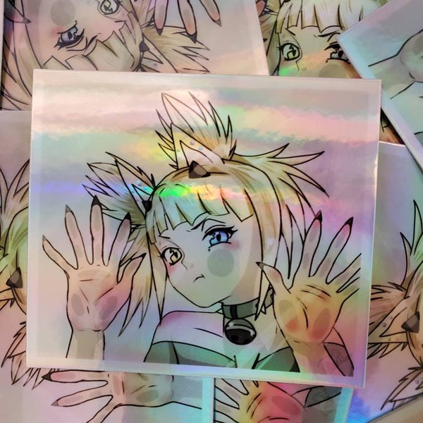 Holographic Anime Neko Sticker - Etsy