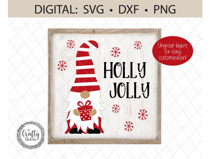 Christmas Gnome SVG / Holly Jolly / Digital Cut File / Laser - Etsy
