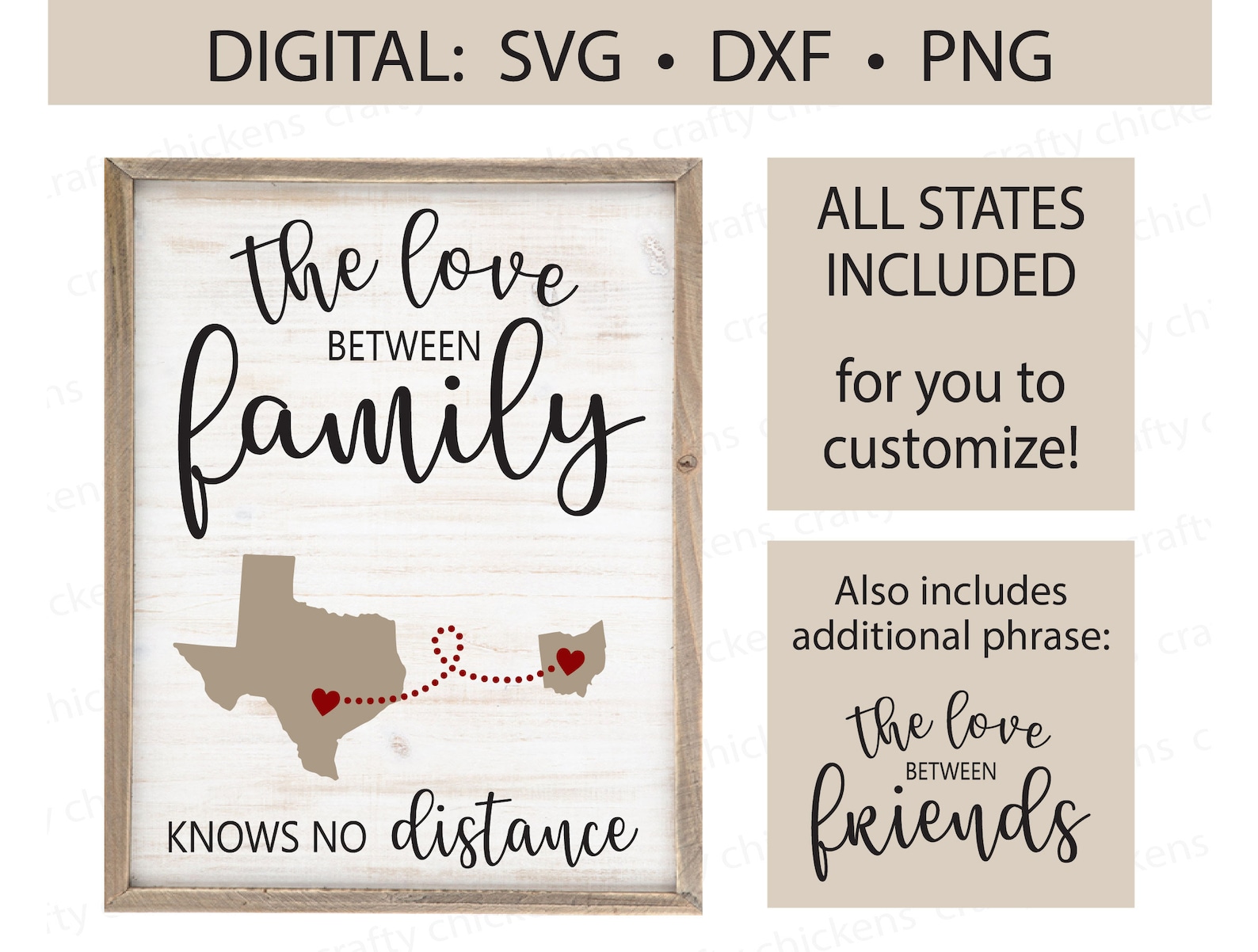 States SVG / the Love Between Family Knows No Distance / Digital Cut ...