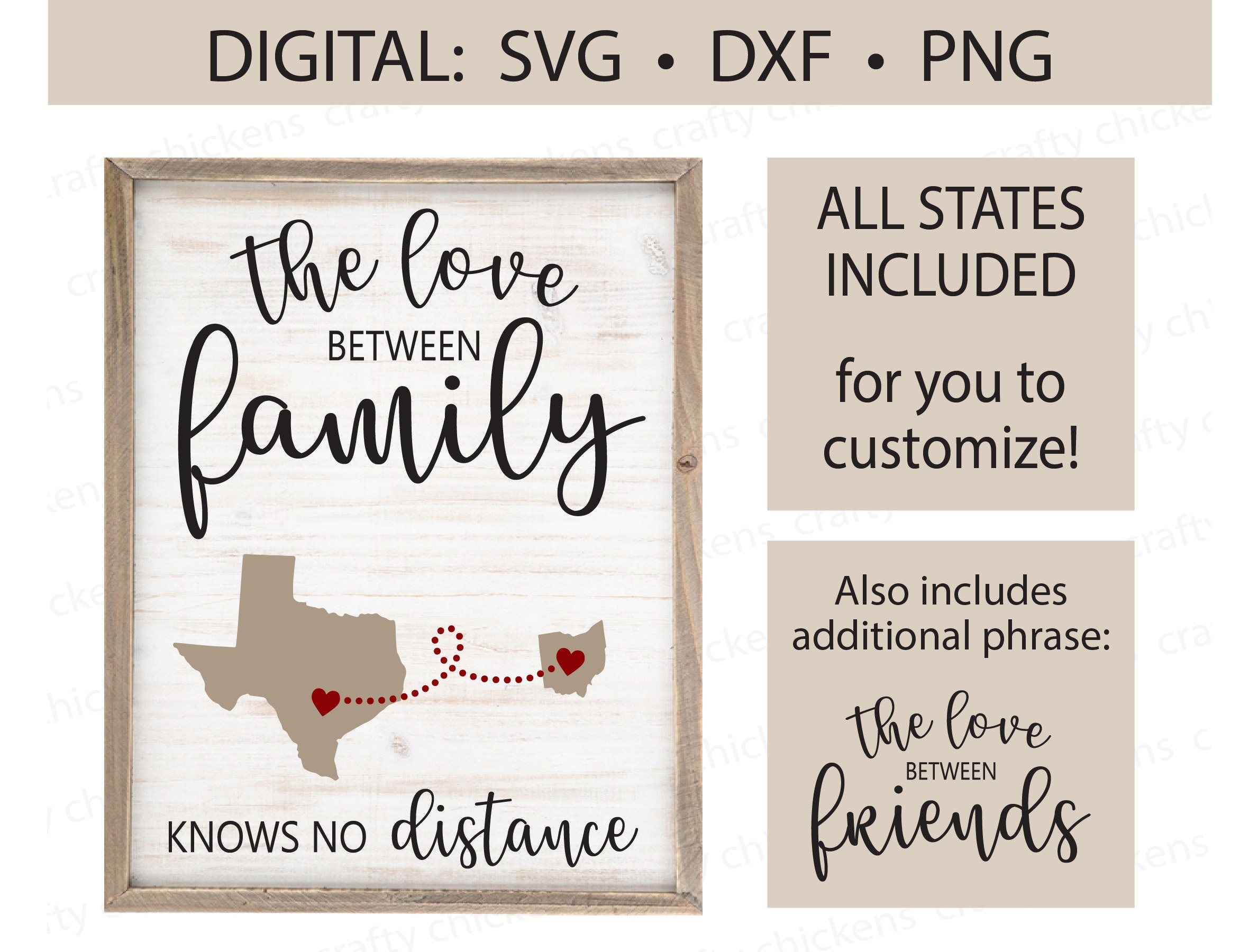 States SVG / the Love Between Family Knows No Distance / Digital Cut ...