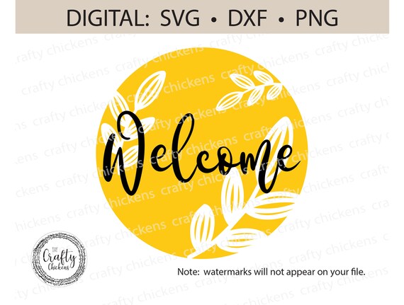 Welcome Round Floral SVG DXF PNG / Digital Cut File / Laser | Etsy