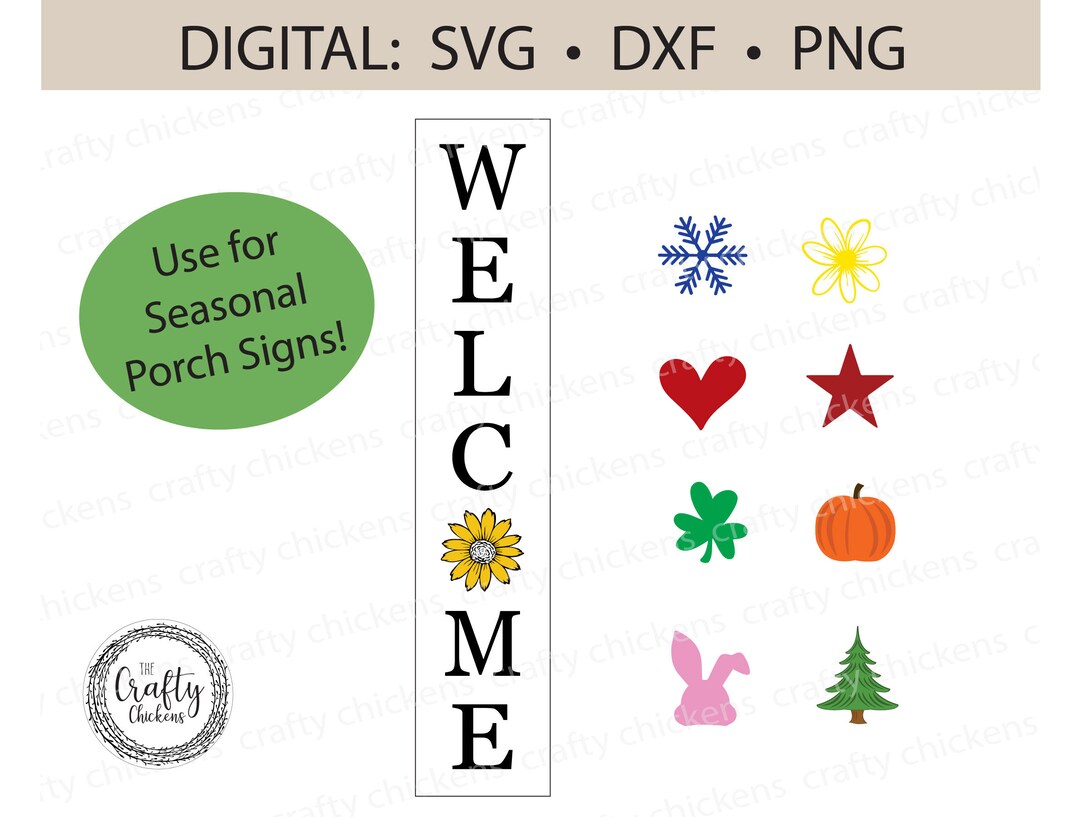 Welcome SVG / Vertical / Seasonal Porch / Digital Cut File / Cricut ...