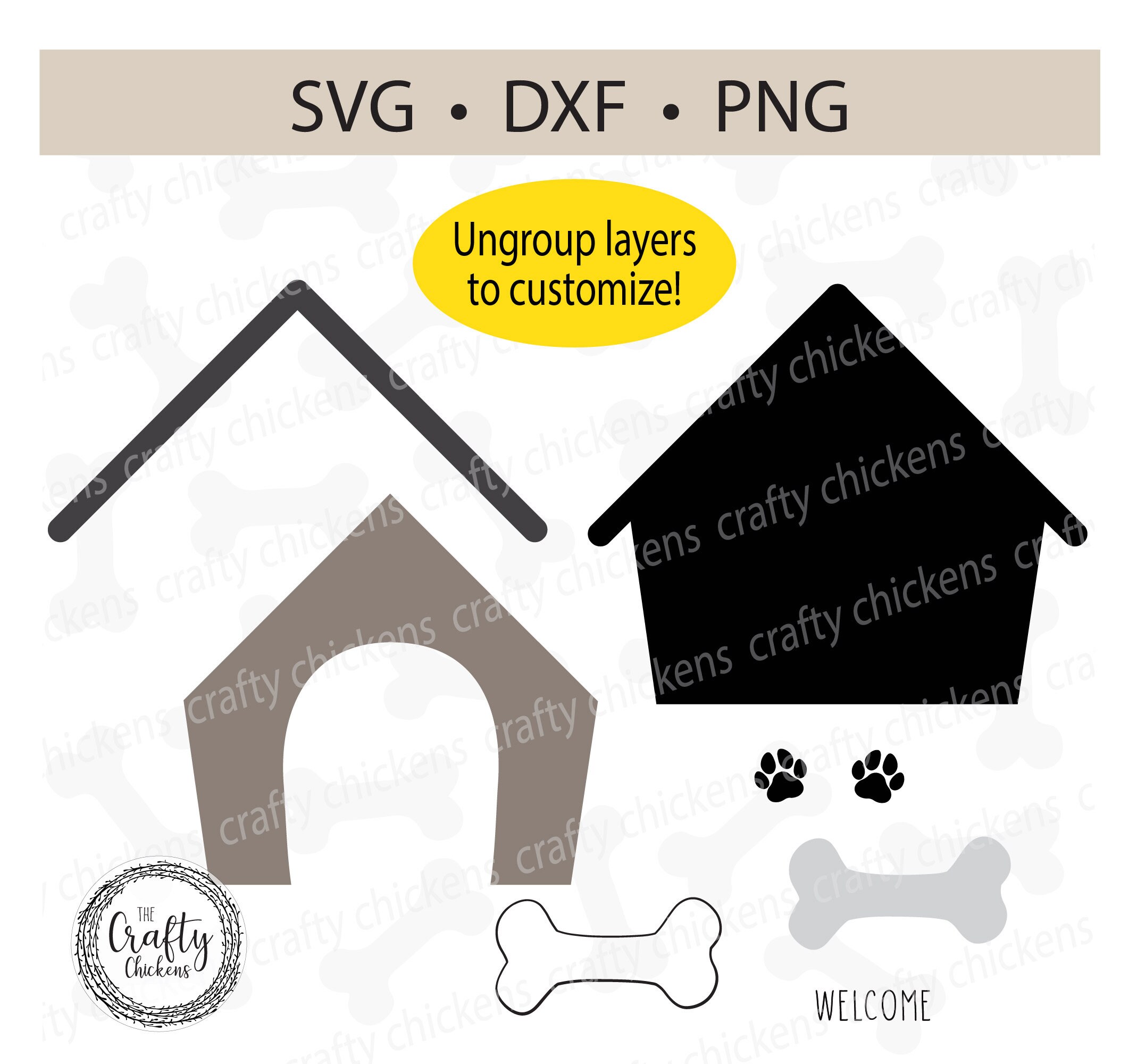 Dog House (layered) SVG, DXF, PNG Digital Cut File (digital Download ...