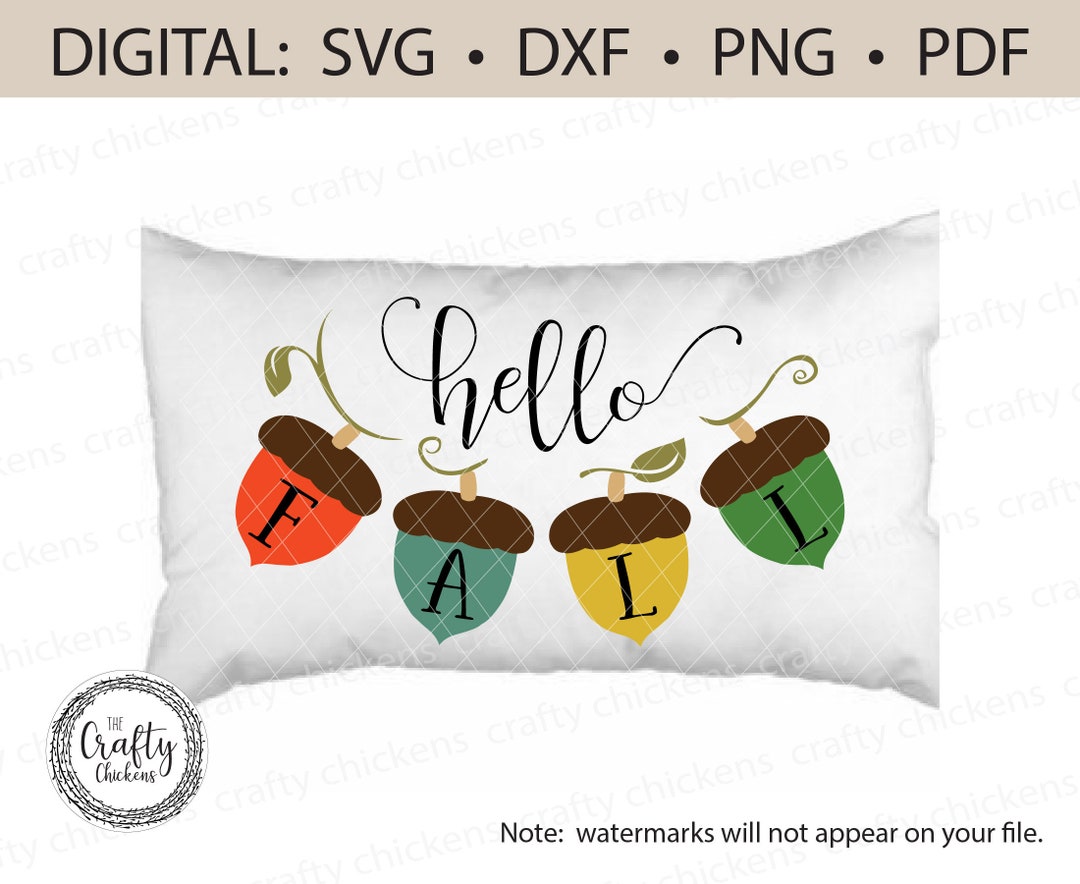 Hello Fall Acorns SVG Dxf Png /printable PDF / Autumn Banner / Digital ...