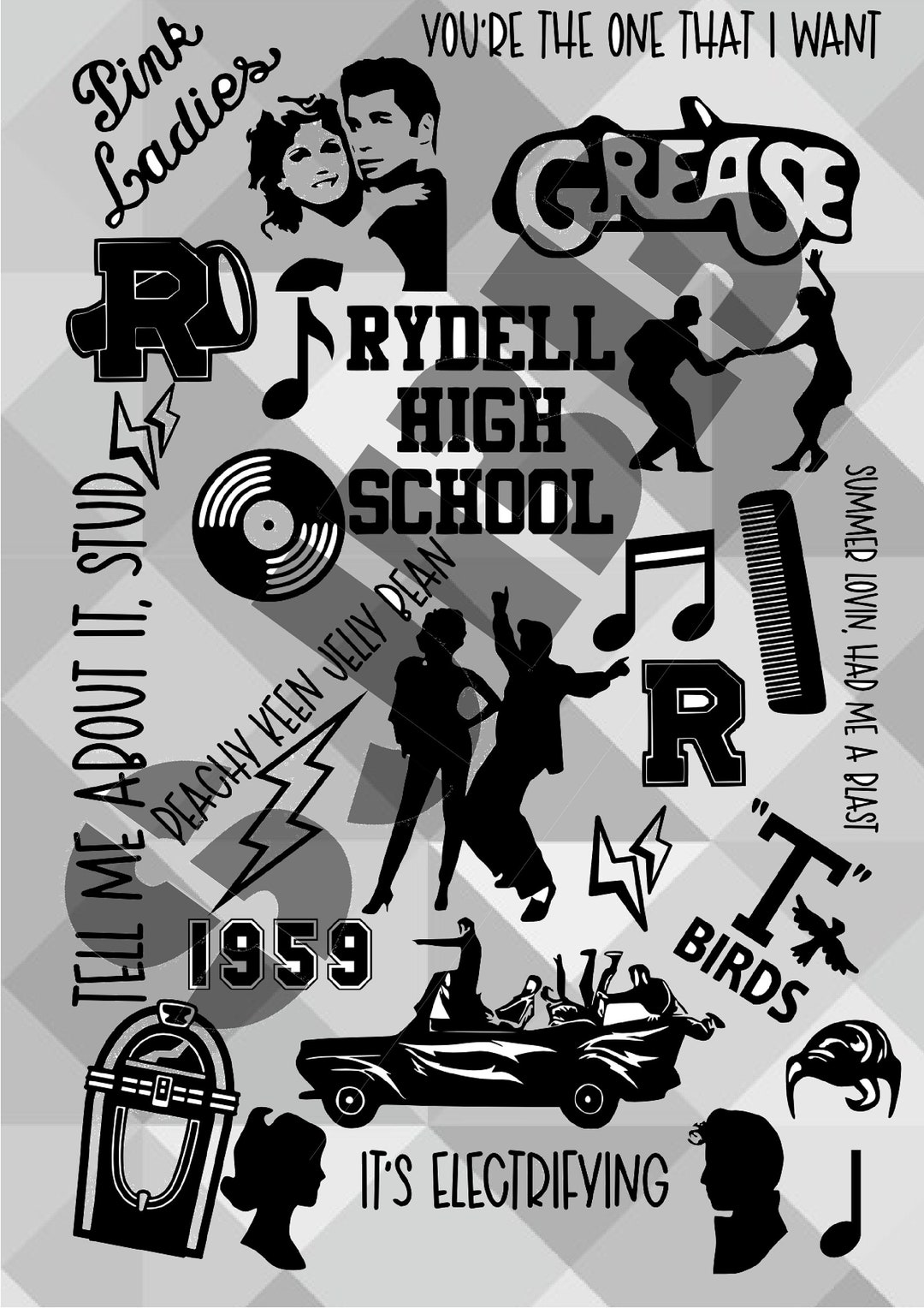 Digital Download Inspired by Grease Collage Single Layer Image Cut File ...