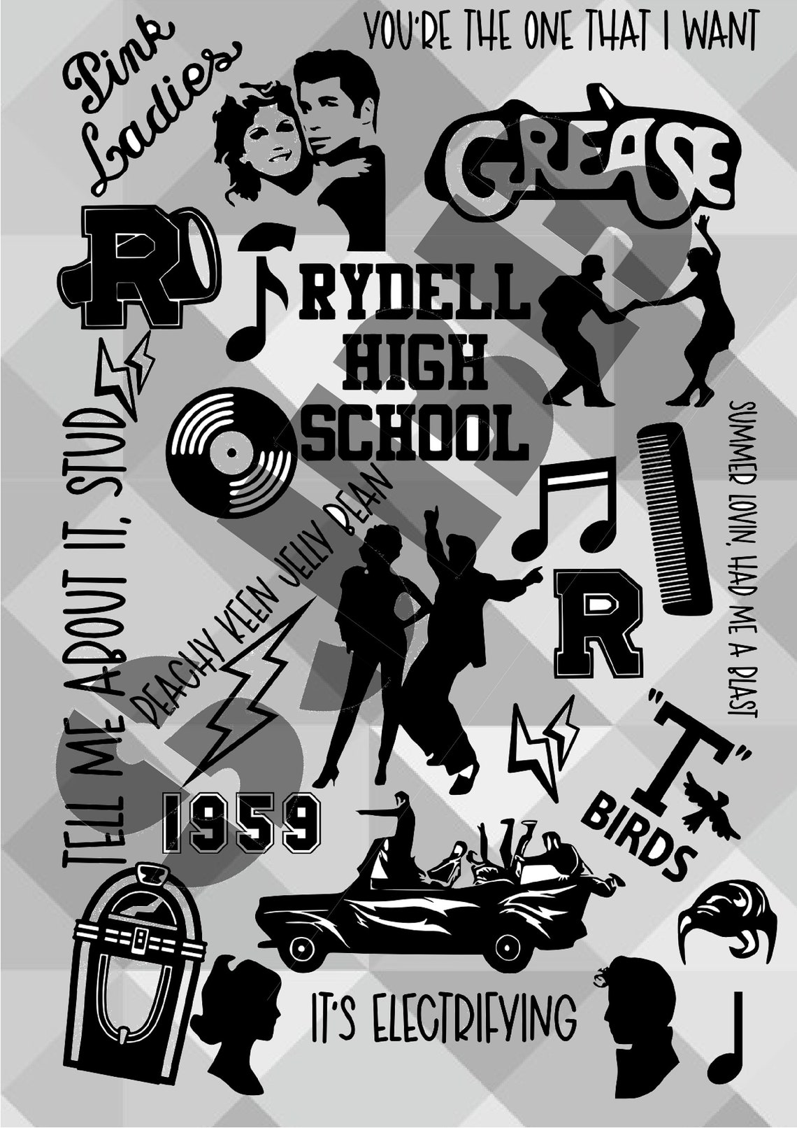 Digital Download Inspired by Grease Collage Single Layer Image Cut File ...