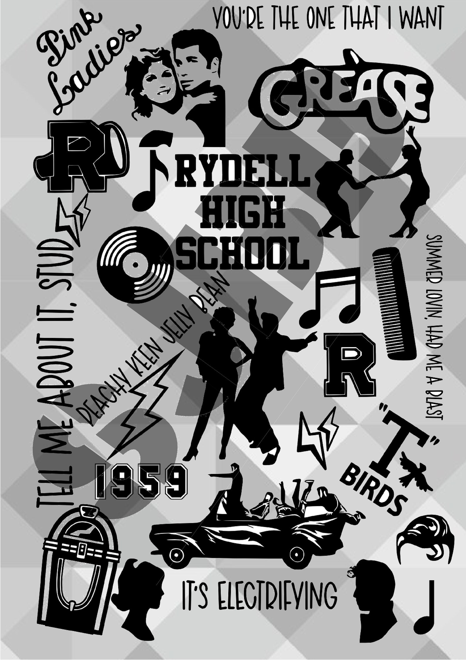 Digital Download Inspired by Grease Collage Single Layer Image Cut File ...
