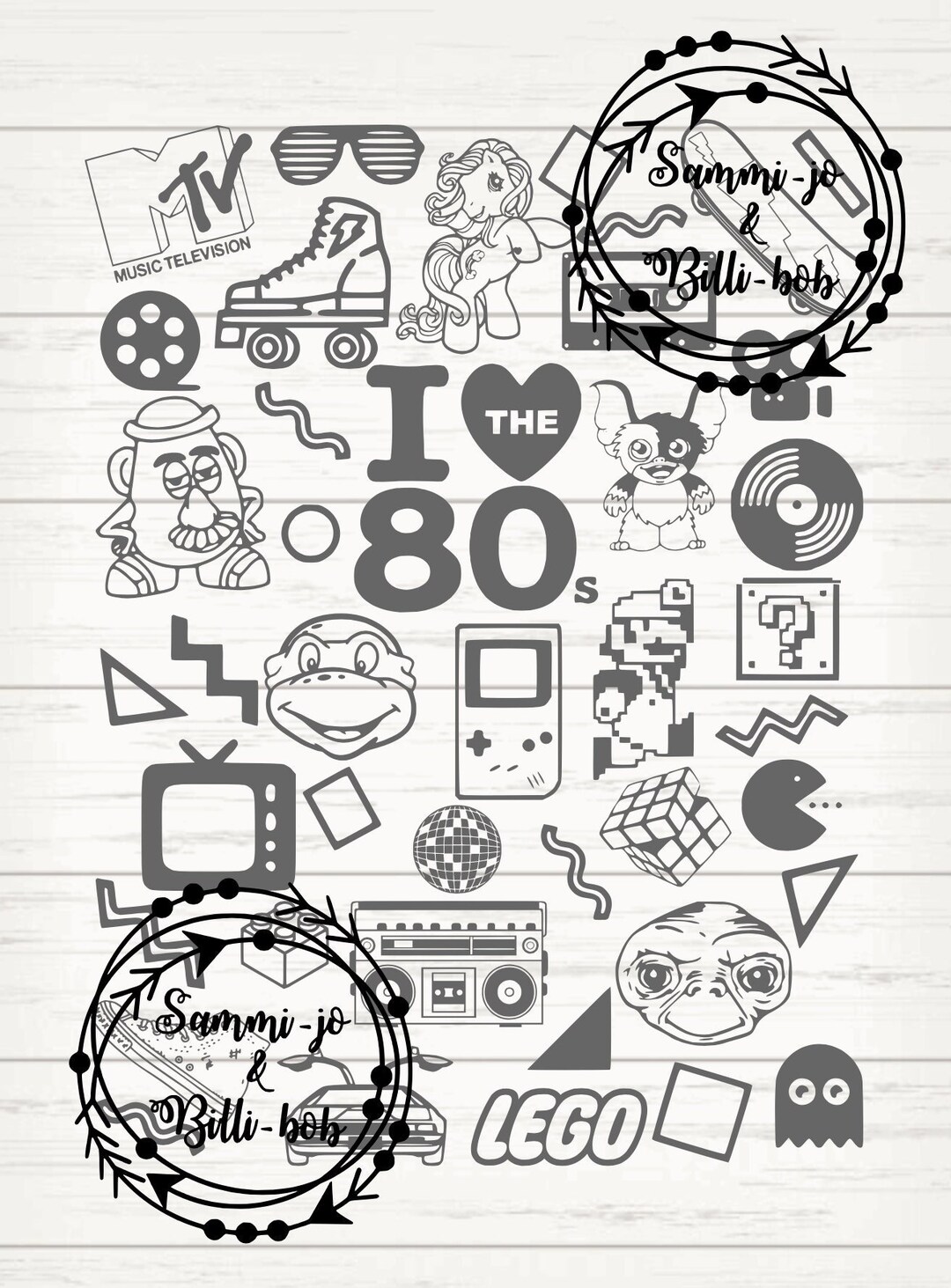 Digital File I Love 80s Throwback Retro Images Collage 1980 Graphics ...