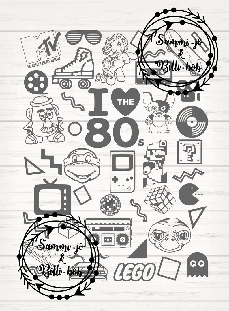 Digital File I Love 80s Throwback Retro Images Collage 1980 Graphics ...