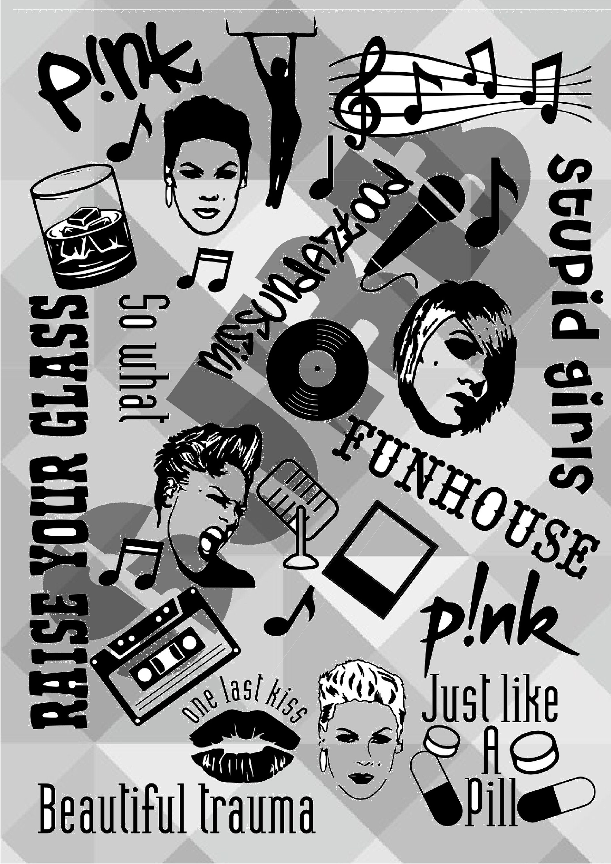 Digital Download Pink Pnk Inspired Collage Single Layer Image Cut File ...