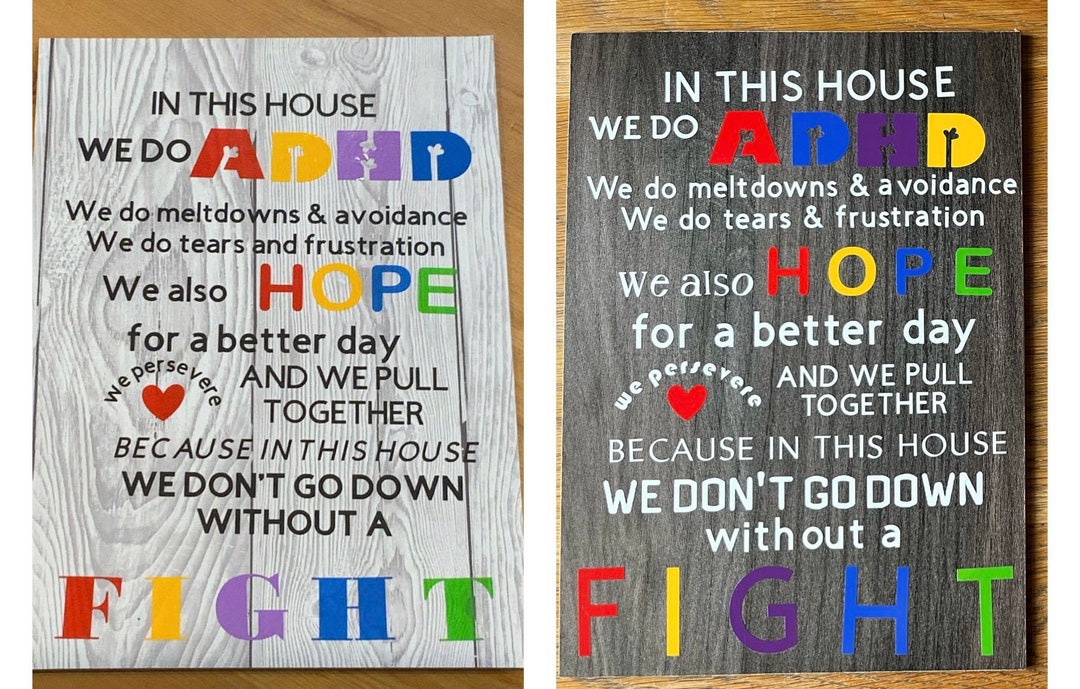 In This House We Do ADHD Quote - Wooden Wall Plaque Board A4 A5 Home ...