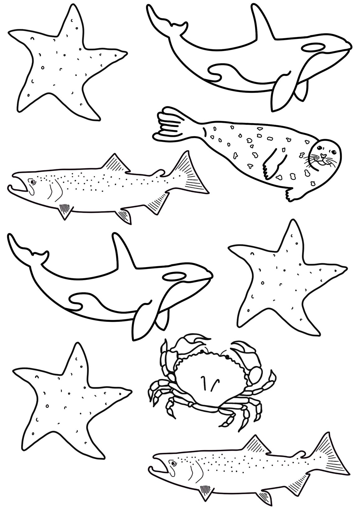 Printable Pacific Northwest Sea Creatures Coloring Page - Etsy