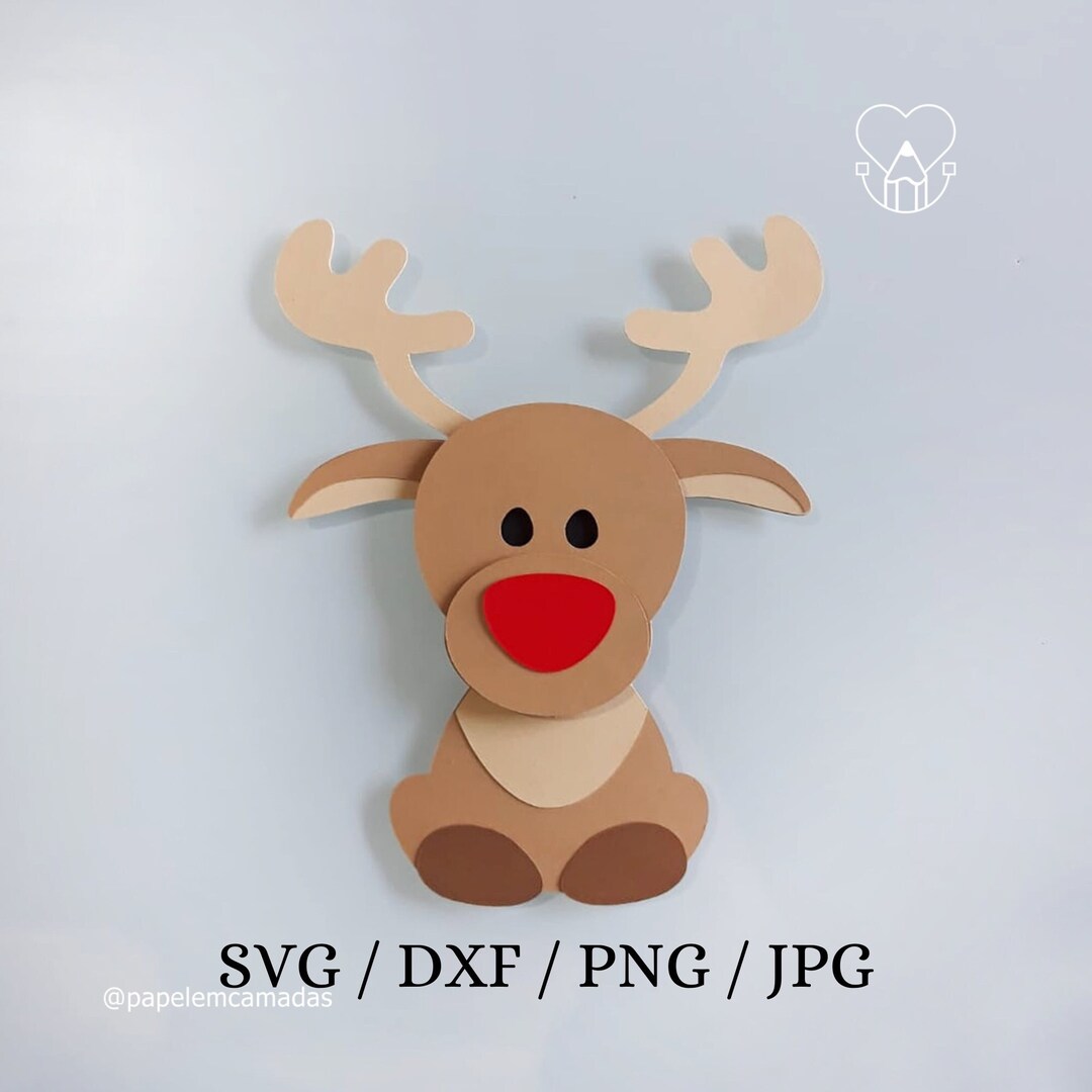 Cute Reindeer, Cutting File, Template, Layered, Christmas ,paper Craft ...