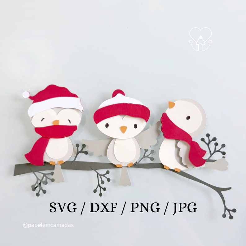 Birds, Layered, Cutting File, Template, Christmas Birds, Paper Craft ...