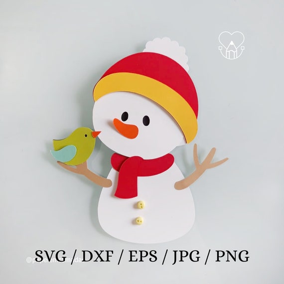 Layered Snowman Cutting File Template Christmas Paper | Etsy