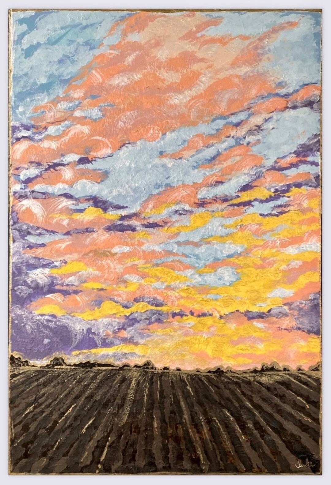 Acrylic Sunset Landscape Painting Print 24”x36” - Etsy