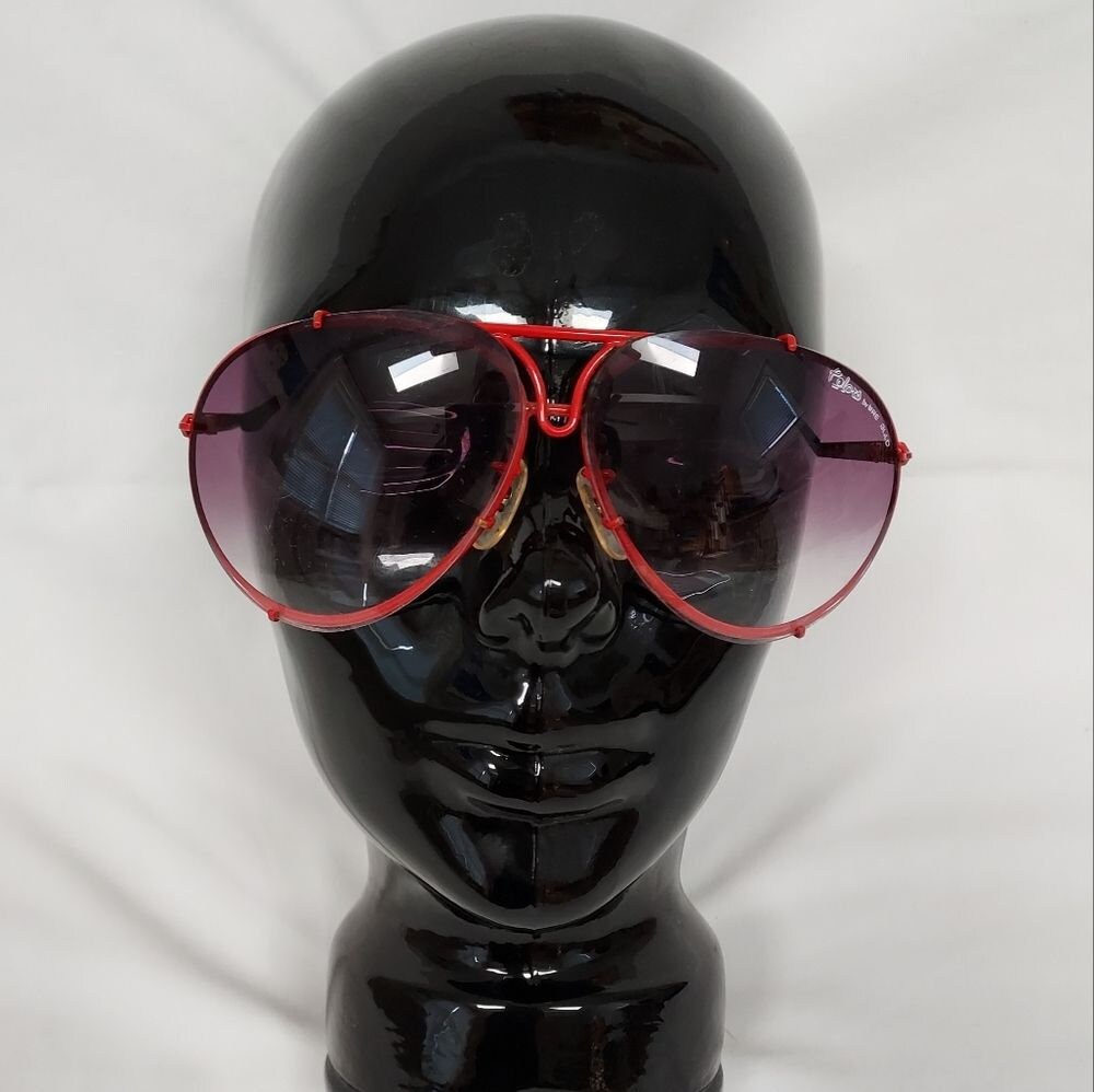 Vintage 80s Colors by Renauld Red Oversized Aviator Sunglasses Made in ...