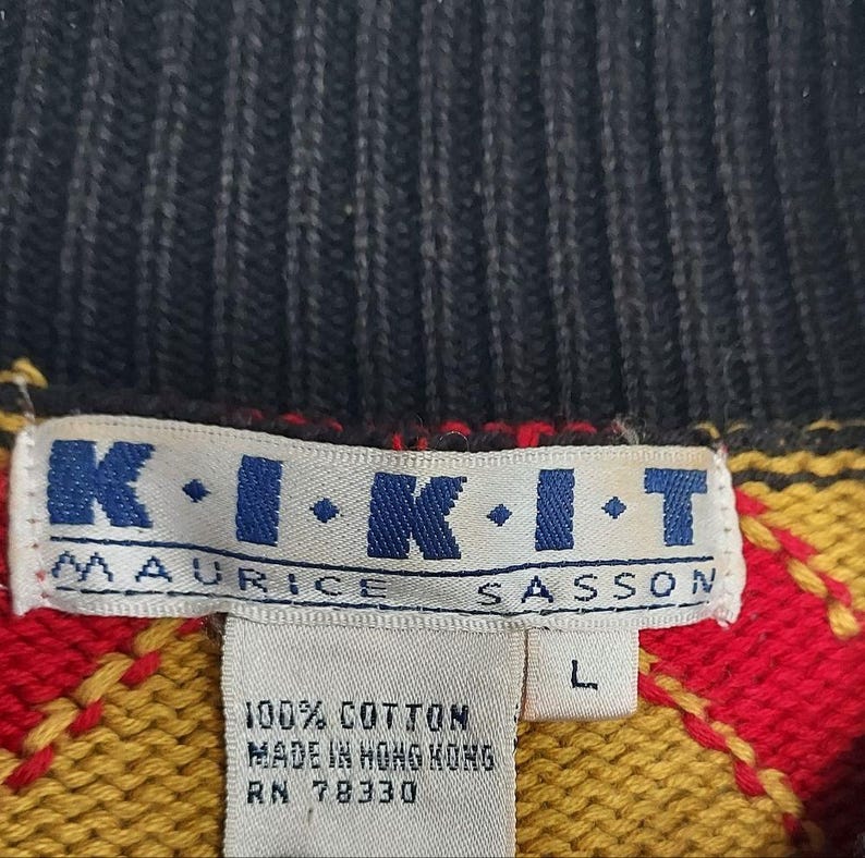 Vintage 80s Kikit Maurice Sasson Graphic Print Cotton Knit Sweater L - Etsy