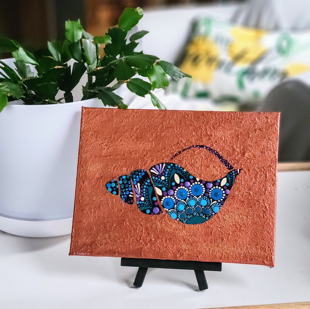 Sea Shell Dot Mandala Painting by Miranda Pitrone Turquiose - Etsy