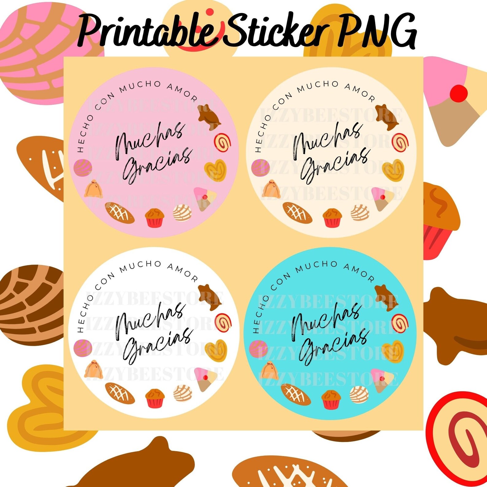 Thank You Printable Stickers Pan Dulce Sticker Png Small - Etsy