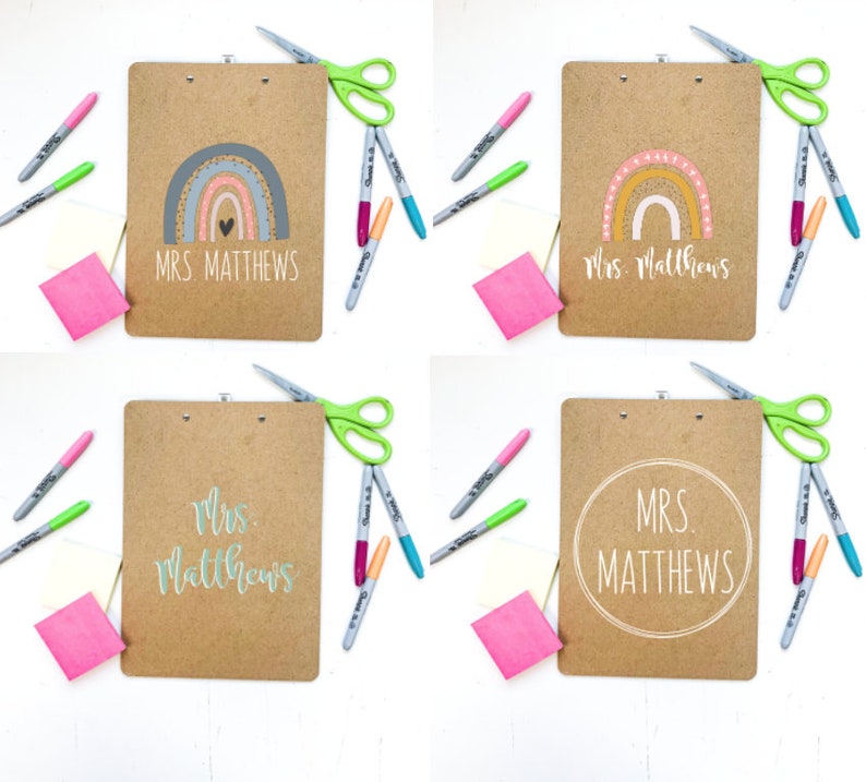 Your Personalized Custom Teacher Name Clipboard Boho Rainbow - Etsy