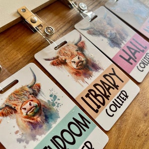 Custom Teacher Name Highland Cow Acrylic Classroom Hall Passes Set - Etsy