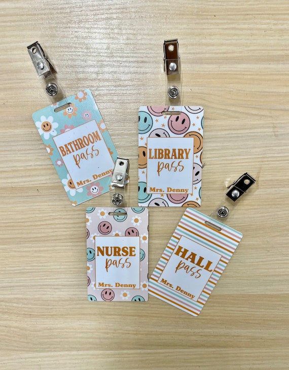 Retro Groovy Smiley Acrylic Classroom Hall Passes - Etsy