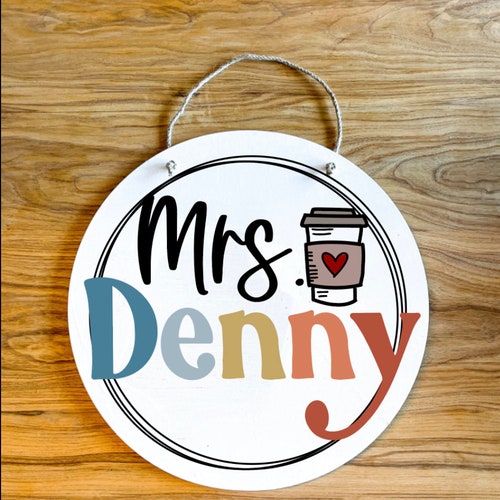 Colorful Circle Teacher Name Sign Heart Round Sign - Etsy