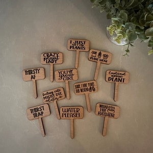 Funny Plant Wood Signs Garden Stakes Humor Garden or Indoor Plant Signs ...