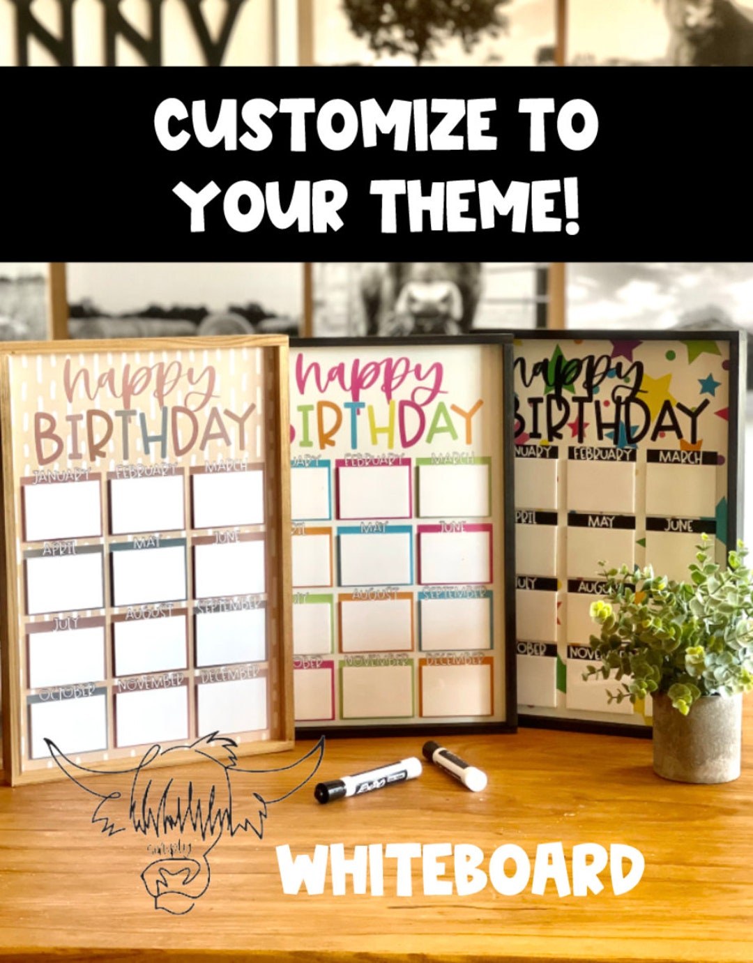 CUSTOM Birthday Whiteboard Wood Sign - Etsy