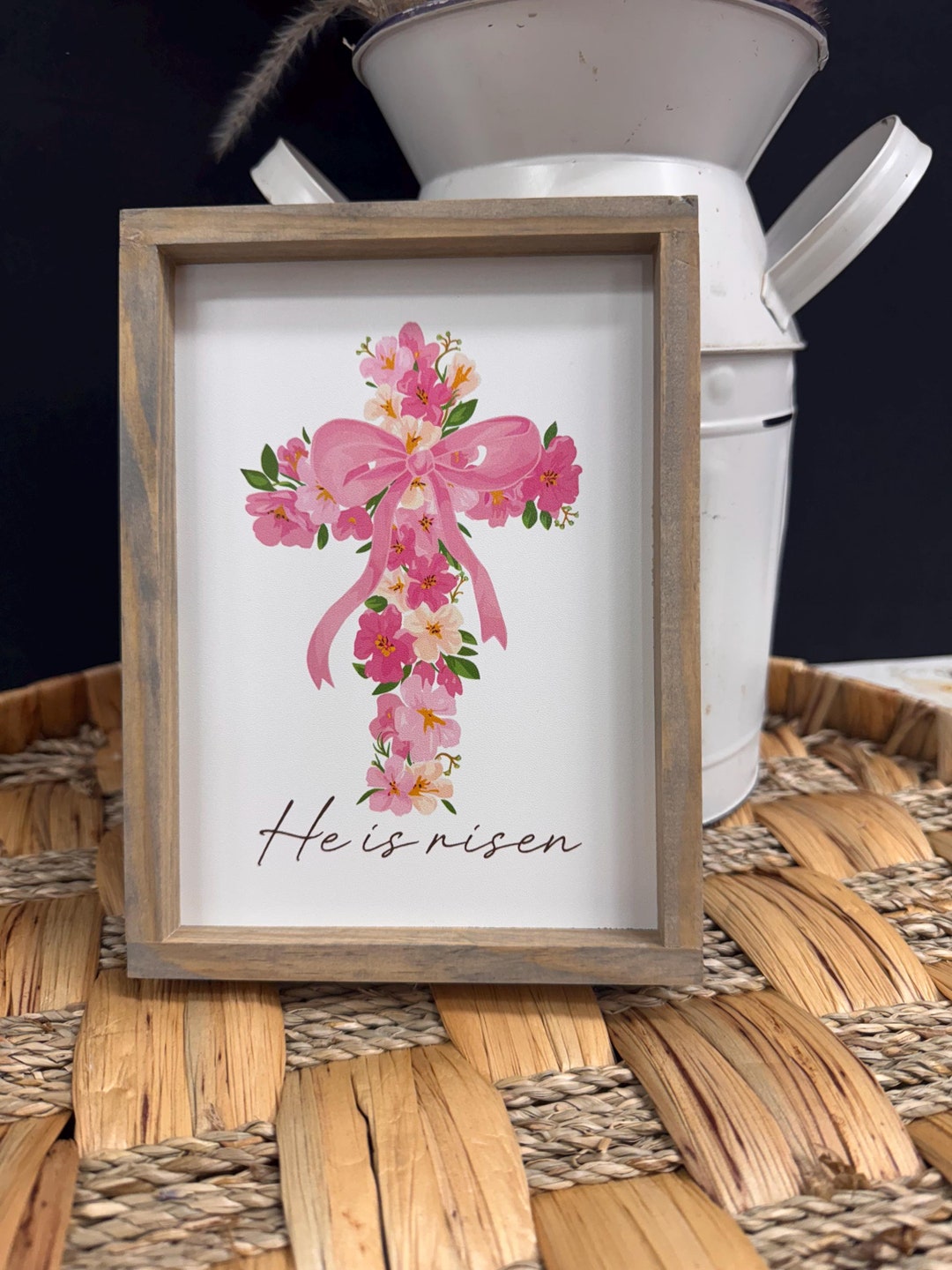 He is Risen Pink Floral Cross Spring/easter Wood Sign - Etsy