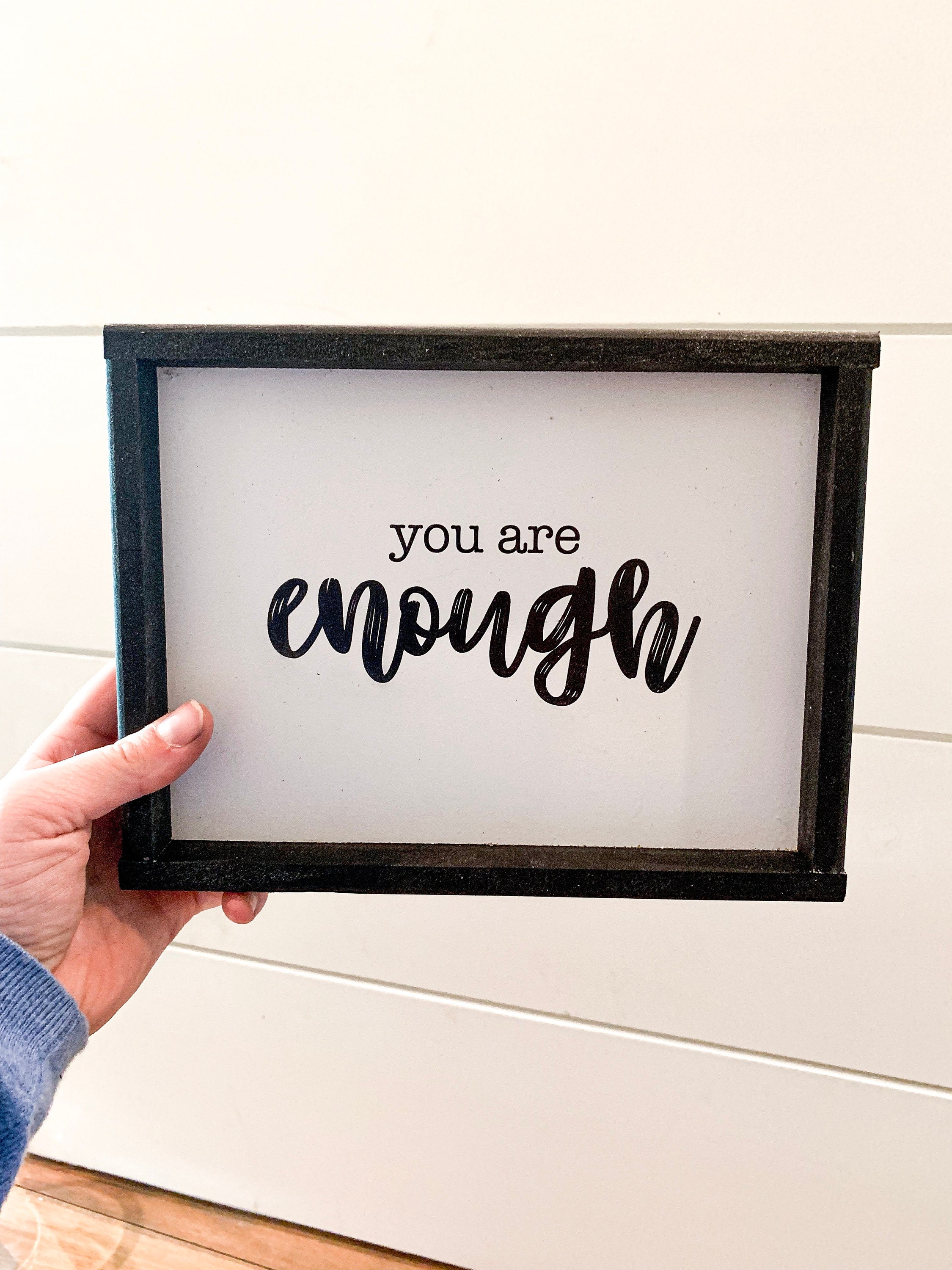 You Are Enough Framed Wood Sign Motivational Sign | Etsy