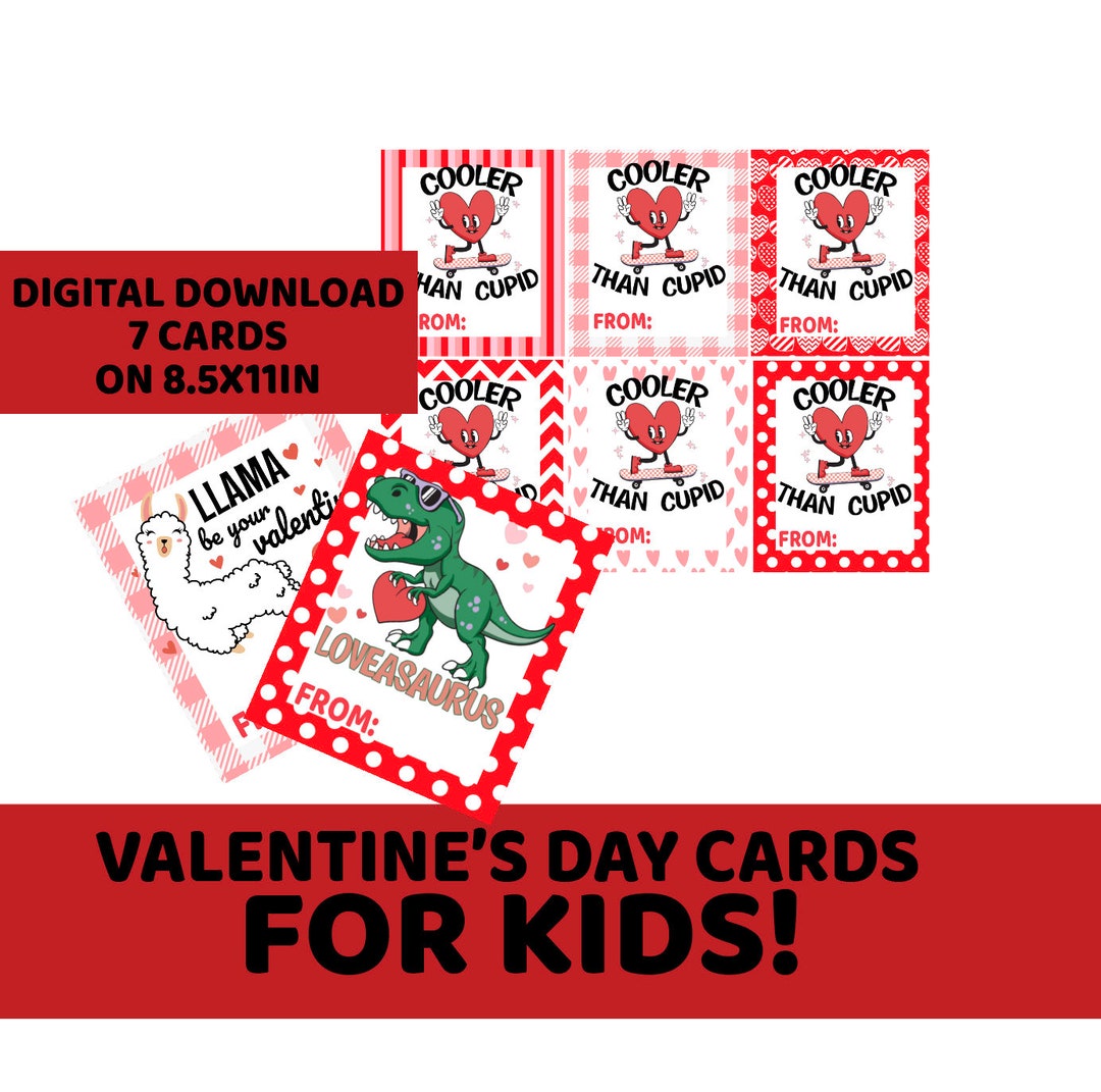 Valentines Day Cards for Kids Digital Download Funny Retro Cute - Etsy