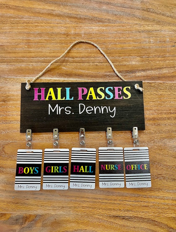 Black and Colorful Acrylic Classroom Hall Passes Set - Etsy