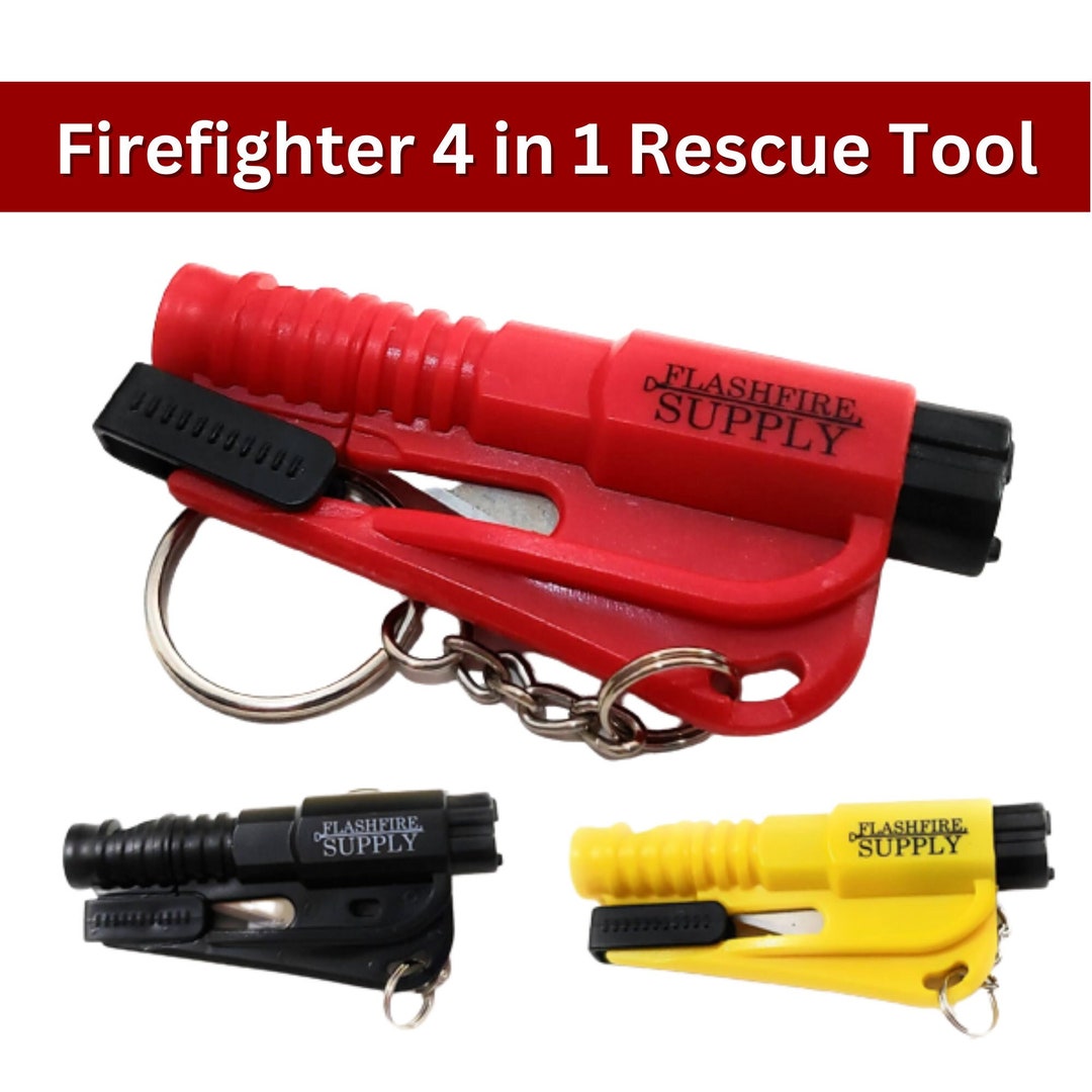 Firefighter 4 in 1 Rescue Tool Seatbelt Cutter Window Breaker Whistle ...