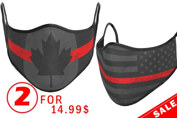 Firefighter Thin Red Line Reusable Adjustable Mask Masque - Etsy