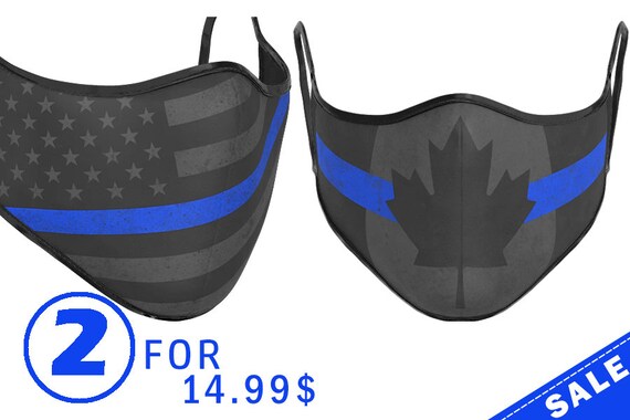 Police Thin Blue Line Reusable Adjustable Mask Masque | Etsy